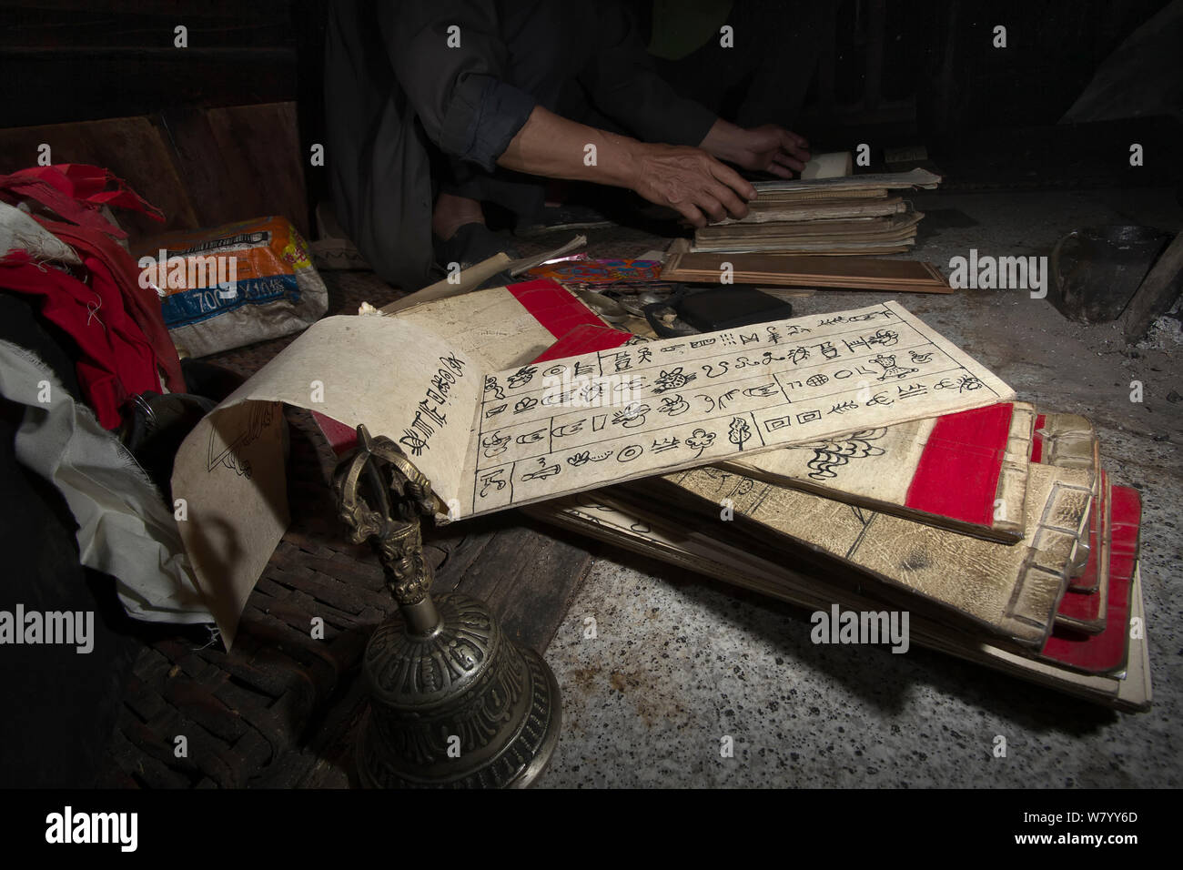 Naxi / Dongba pictographic characters written in boosk, Yunnan, China ...