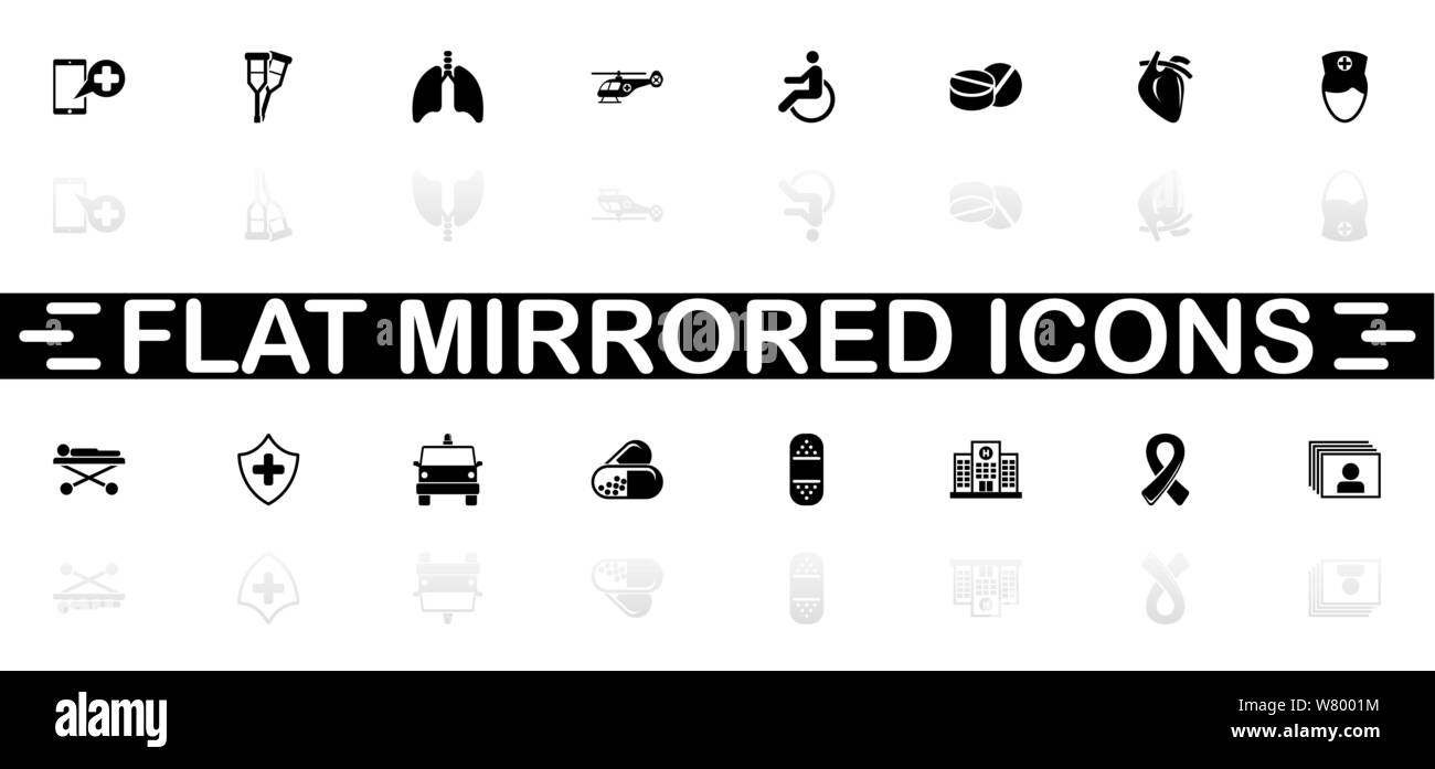 Medical Transportation icons - Black symbol on white background. Simple ...