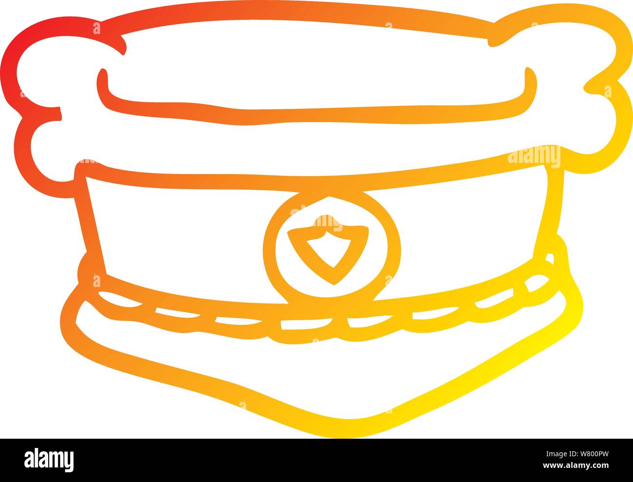 warm gradient line drawing of a cartoon fire chiefs hat Stock Vector ...