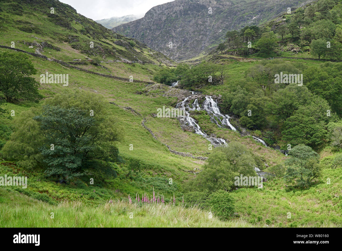 Waterfall on Watkins Path Snowdon, Wales, UK Stock Photo - Alamy