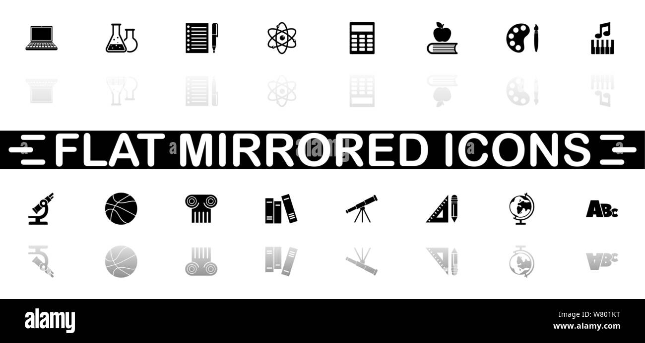 School Subject icons - Black symbol on white background. Simple ...