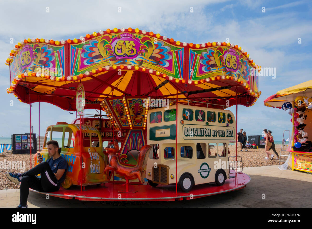 Funfair ride for children on Brighton Beach, Brighton East Sussex Stock ...