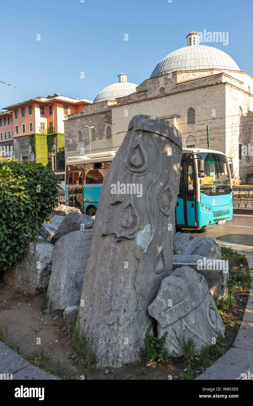 ISTANBUL, TURKEY - JULY 26, 2019: Ruins of columns at Ancient Forum of ...