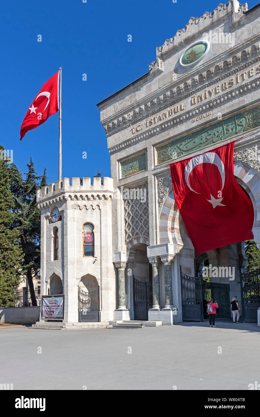 ISTANBUL, TURKEY - JULY 26, 2019: Main entrance gate of Istanbul ...