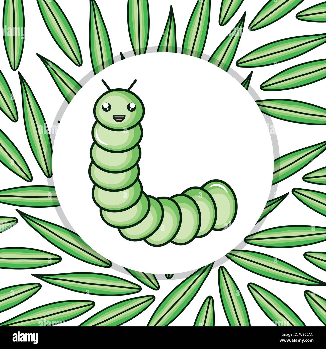 cute little worm kawaii character vector illustration design Stock ...