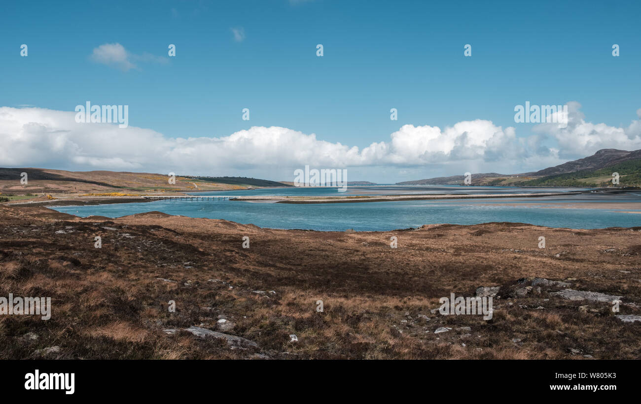 Road bridge crossing the Kyle of Tongue in Caithness on the north coast ...