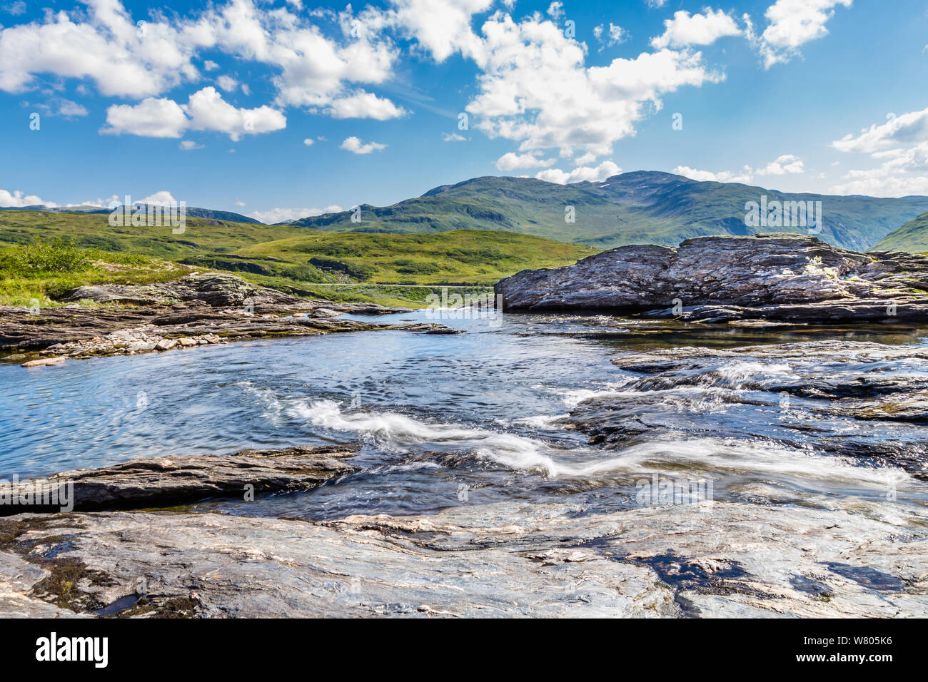 River Gaula along the National Norwegian Scenic route Gaularfjellet ...