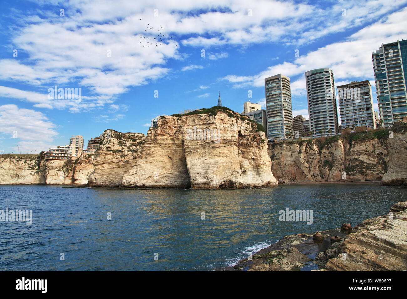 Pigeon cliffs on waterfront of Beirut, Lebanon Stock Photo - Alamy