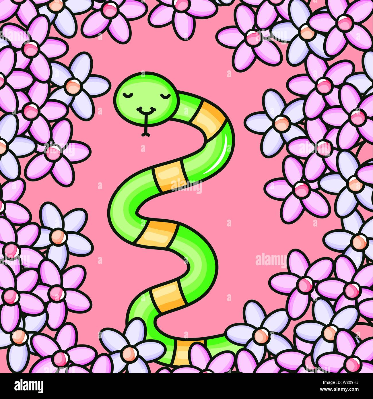 cute little snake kawaii character vector illustration design Stock ...