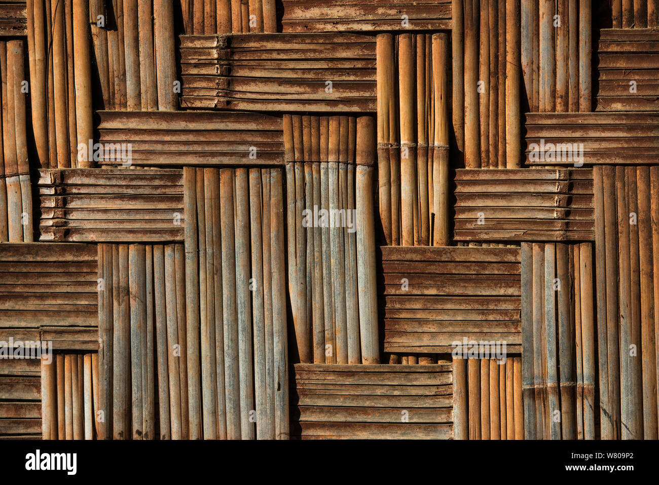 Detail of weaving pattern on bamboo wall, Naga Tribe, Nagaland, North ...