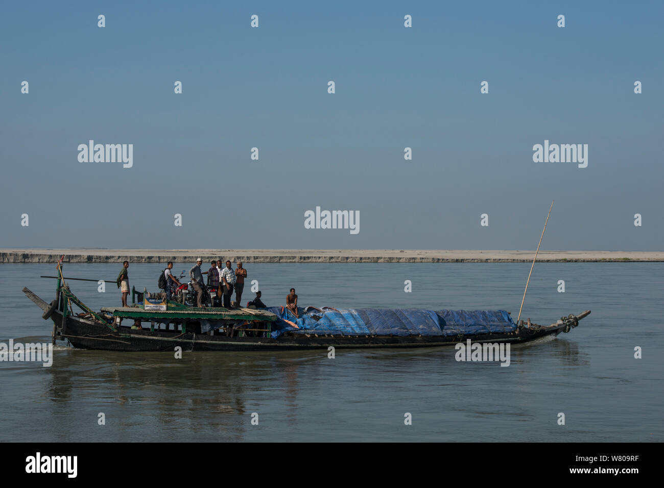 Boat on Brahmaputra River. Assam. North East India, October 2014 Stock ...