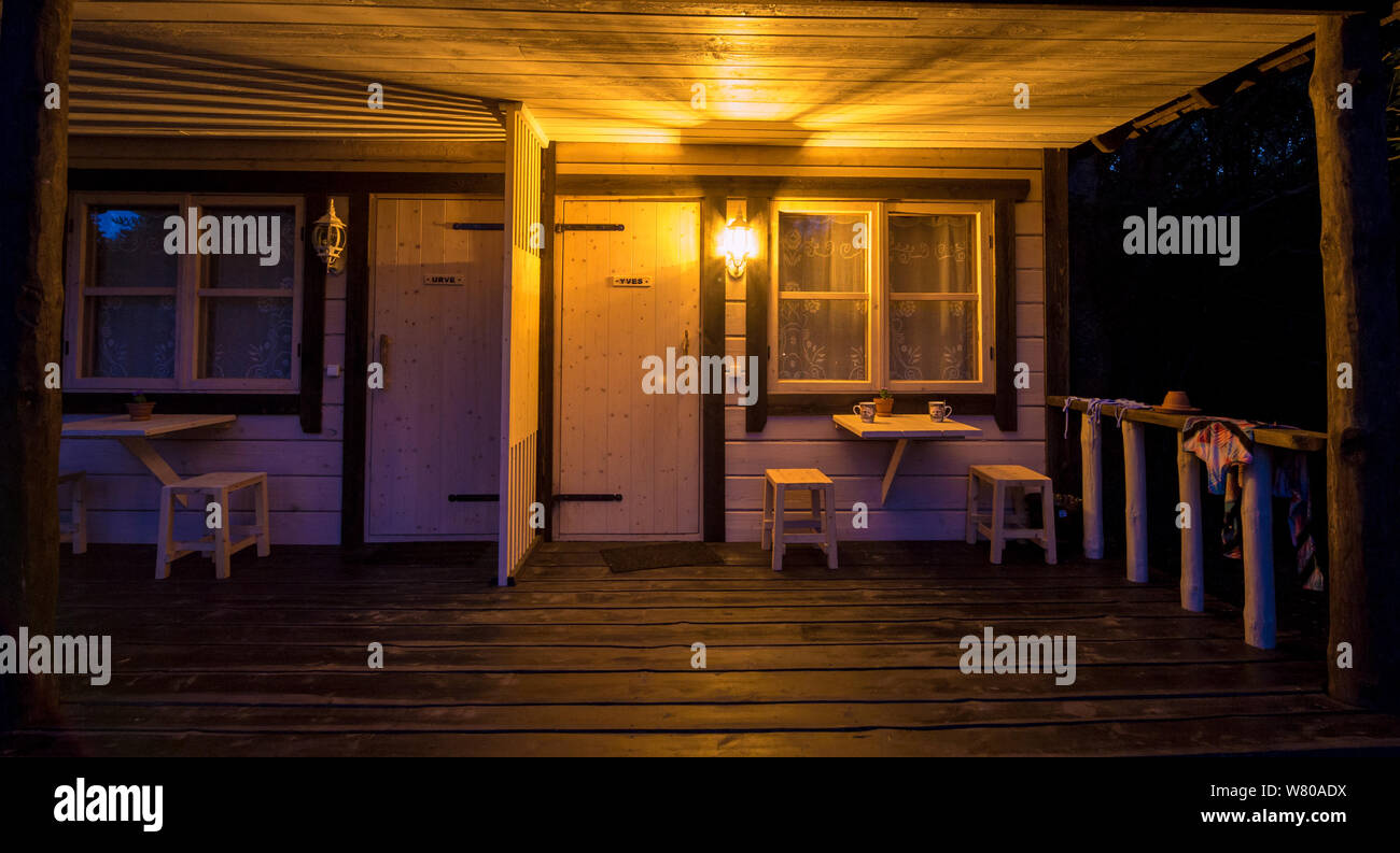 Front porch of a house at night Stock Photo - Alamy