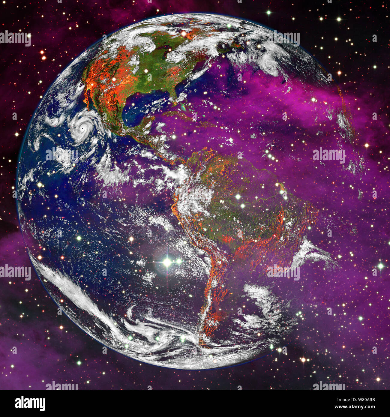 Planet Earth in deep space, cosmic landscape. Elements of this image ...