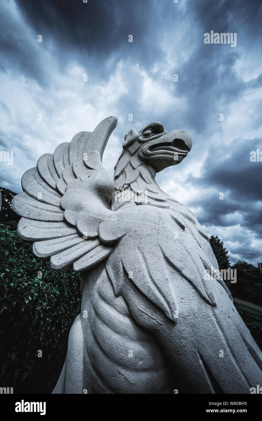 Famous Phoenix Statue and art peace during a clouded day, London ...