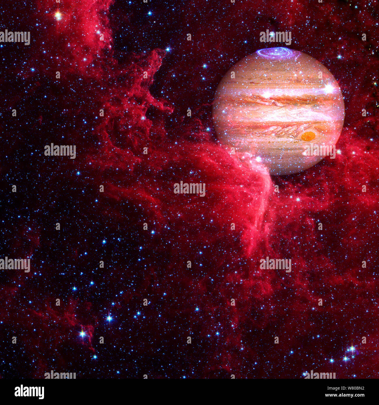 Planet Jupiter in the colorful starry universe. Elements of this image ...