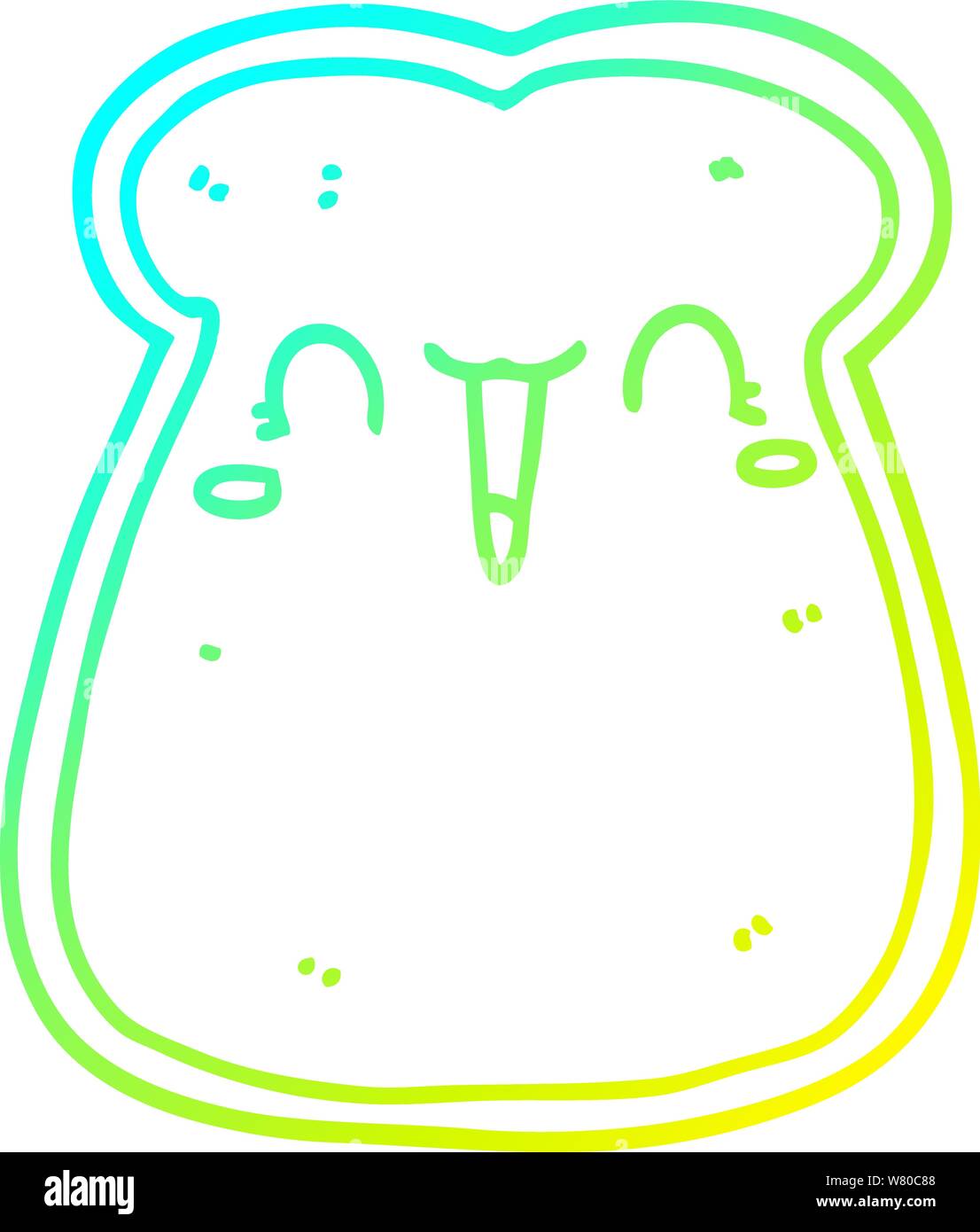 cold gradient line drawing of a cute cartoon slice of toast Stock ...