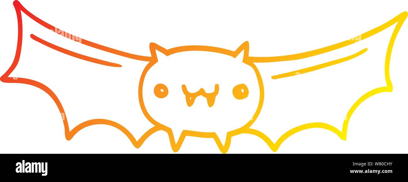 warm gradient line drawing of a cartoon vampire bat Stock Vector Image ...