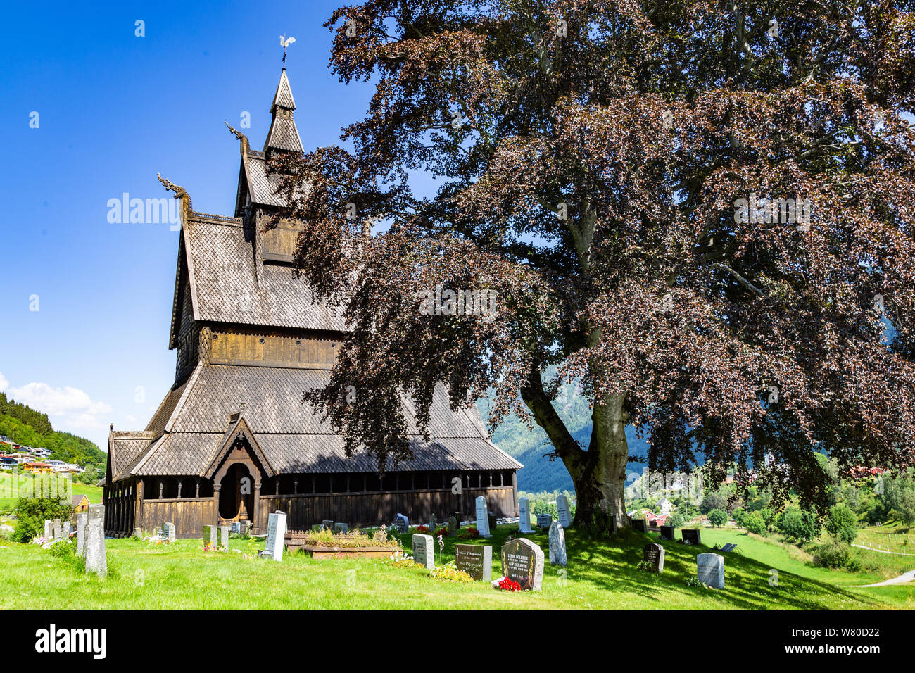 Vik, Sogn og Fordjane, Norway, Scandinavia - July 28, 2019: Hopperstad ...