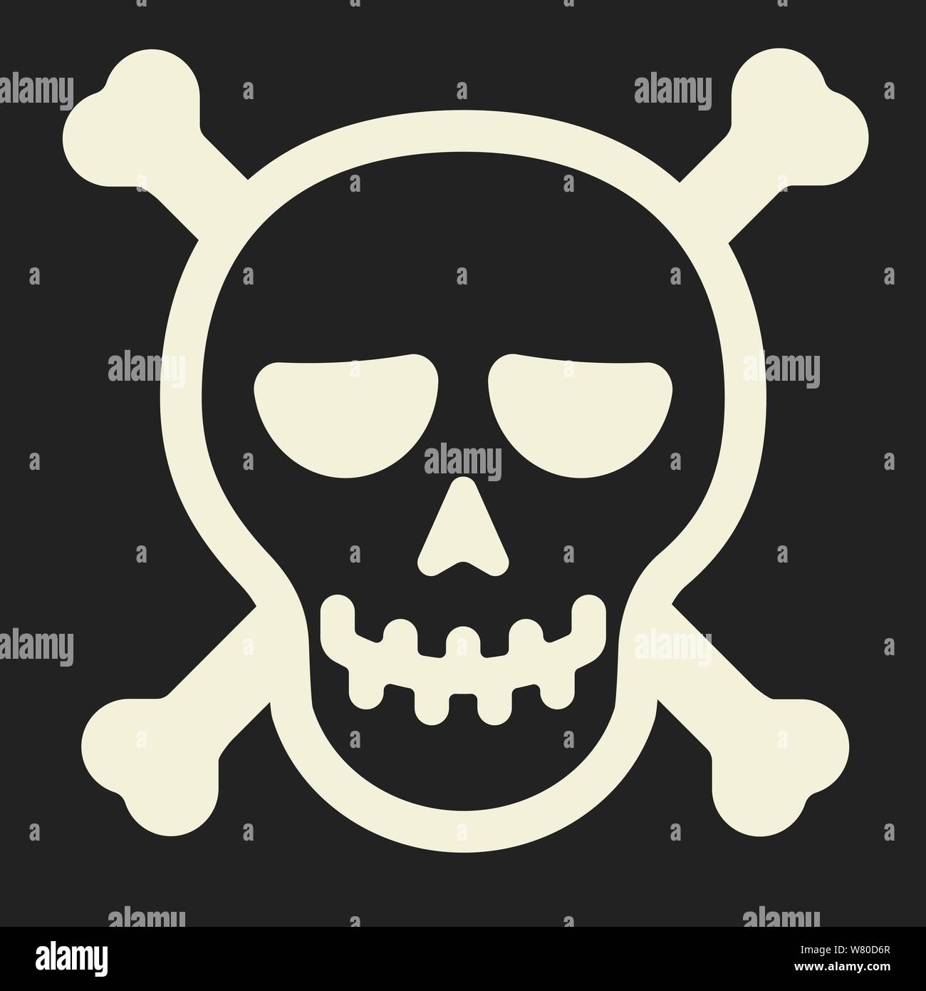 Vector illustration. Smiling skull. Simple pirate icon with head shape ...