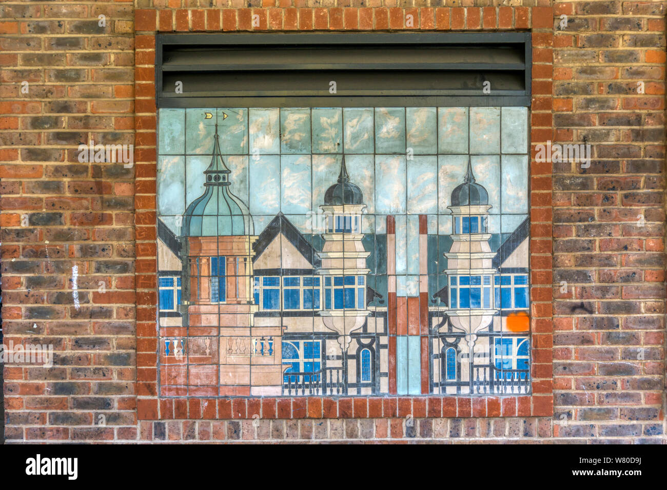 Relief tile panels on outside of Sainsbury's supermarket in Bromley ...