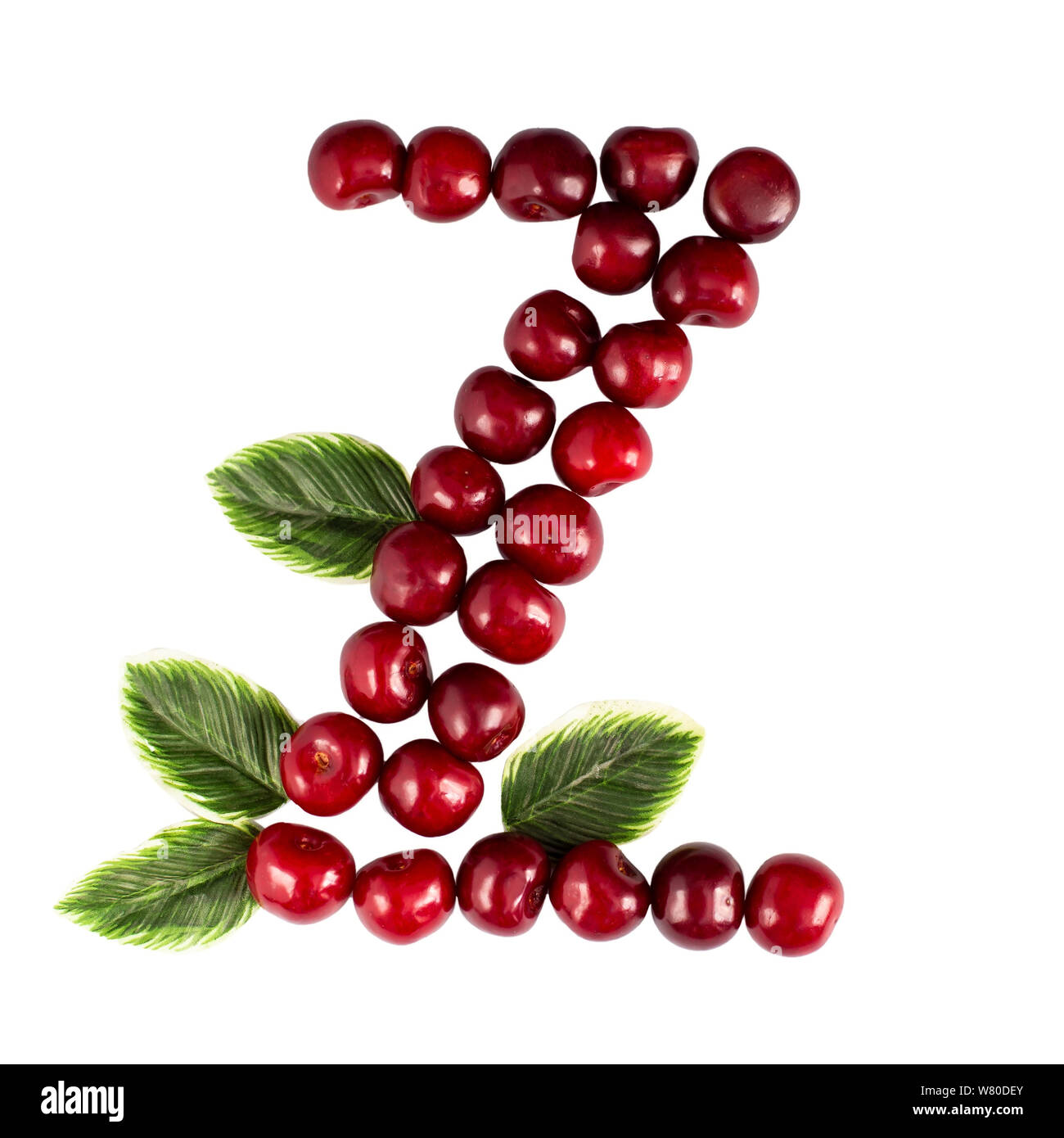 One English letter Z Alphabet of ripe cherries. Isolate on white ...