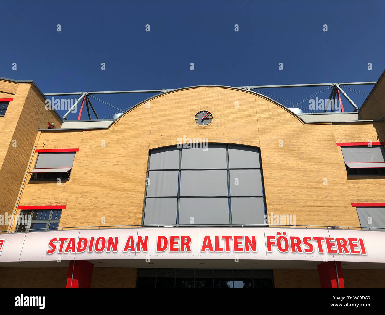 BERLIN, GERMANY - AUGUST 07: General view with Logo of the 1 FC Union ...