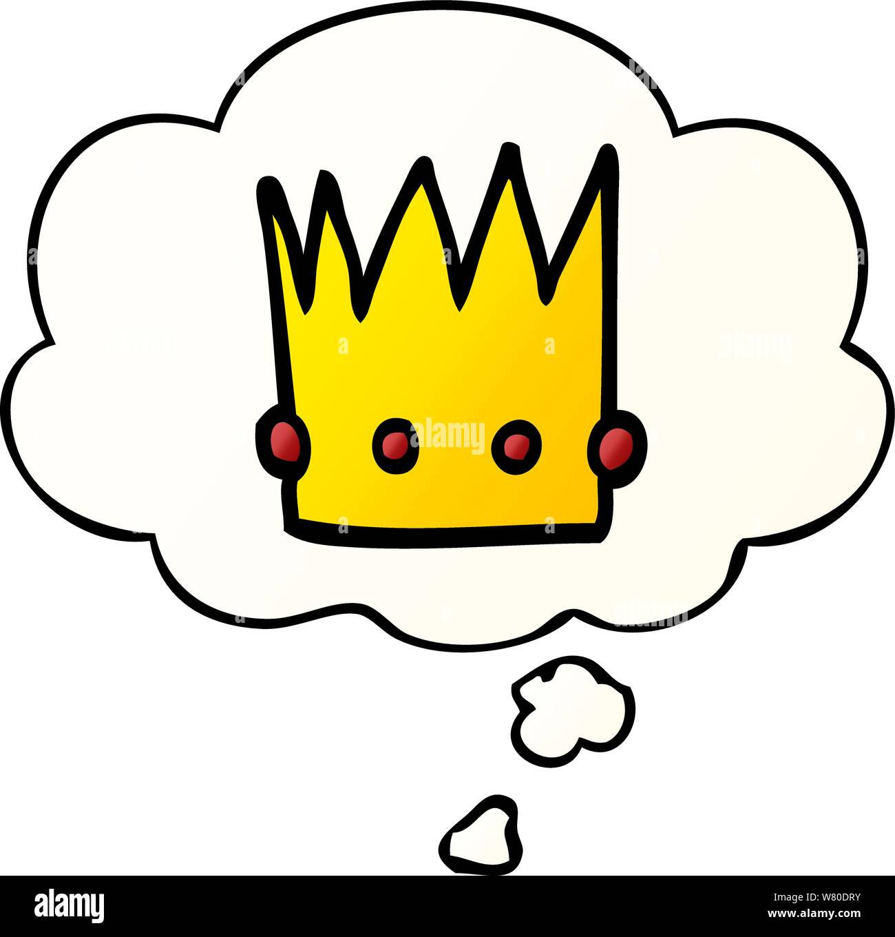 cartoon crown with thought bubble in smooth gradient style Stock Vector ...