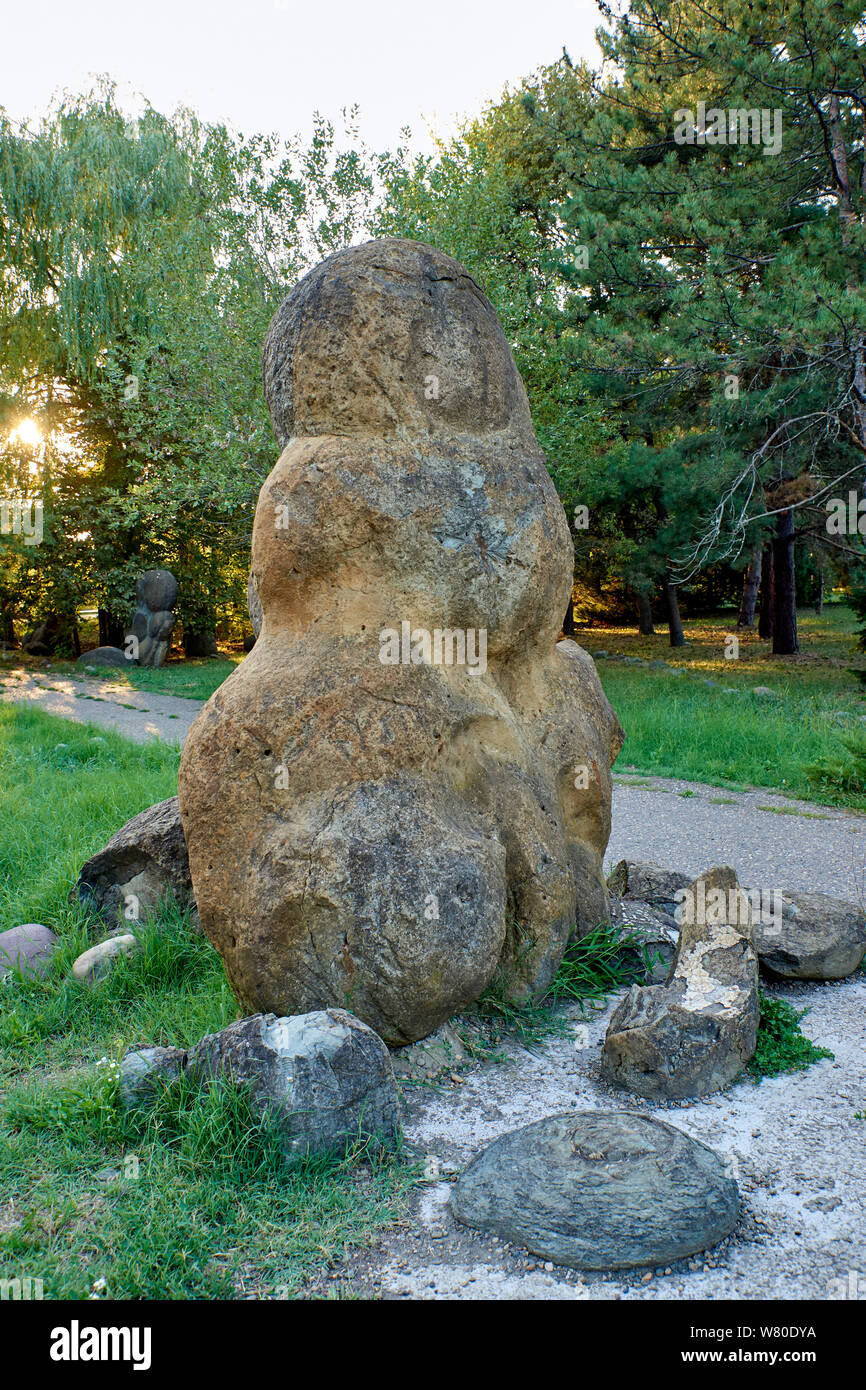 Petrified ammonite, which looks like an alien resident, against the ...