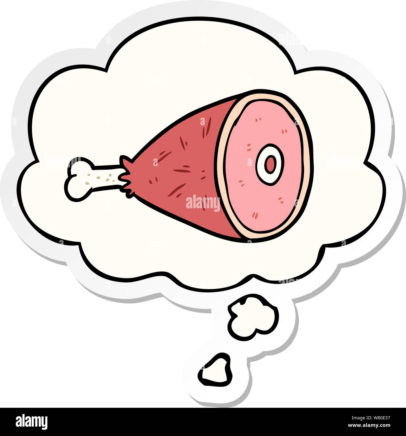 cartoon cooked meat with thought bubble as a printed sticker Stock ...