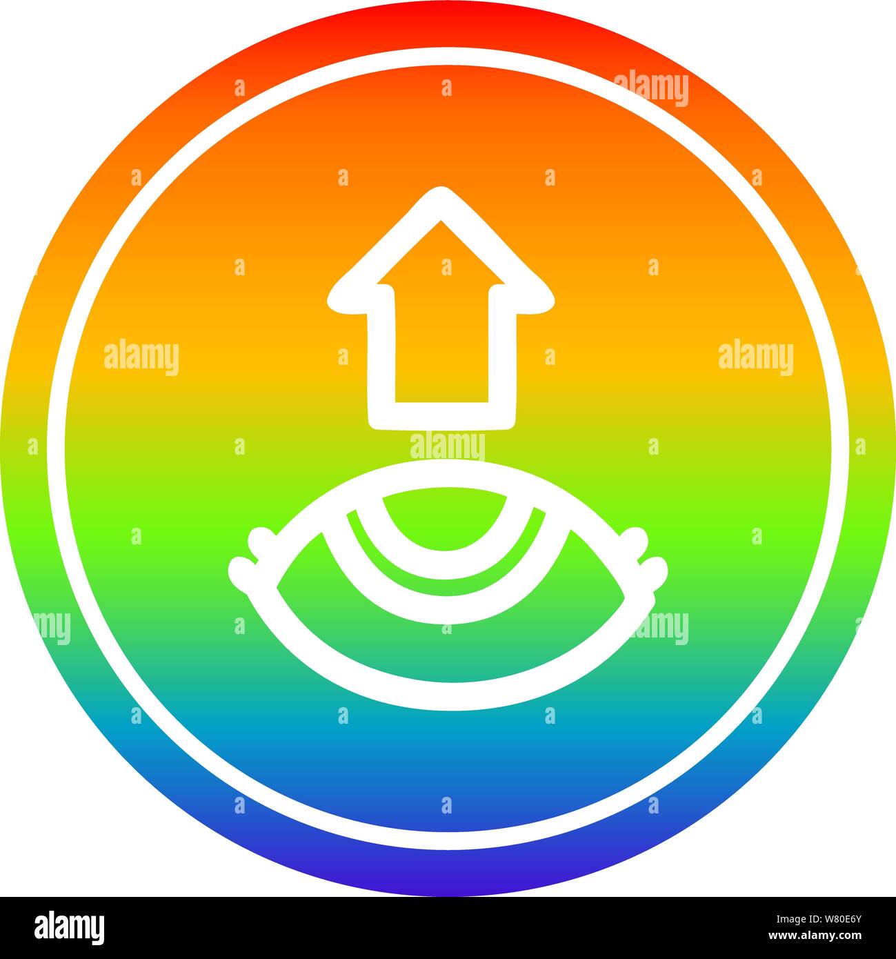 eye looking up circular icon with rainbow gradient finish Stock Vector ...