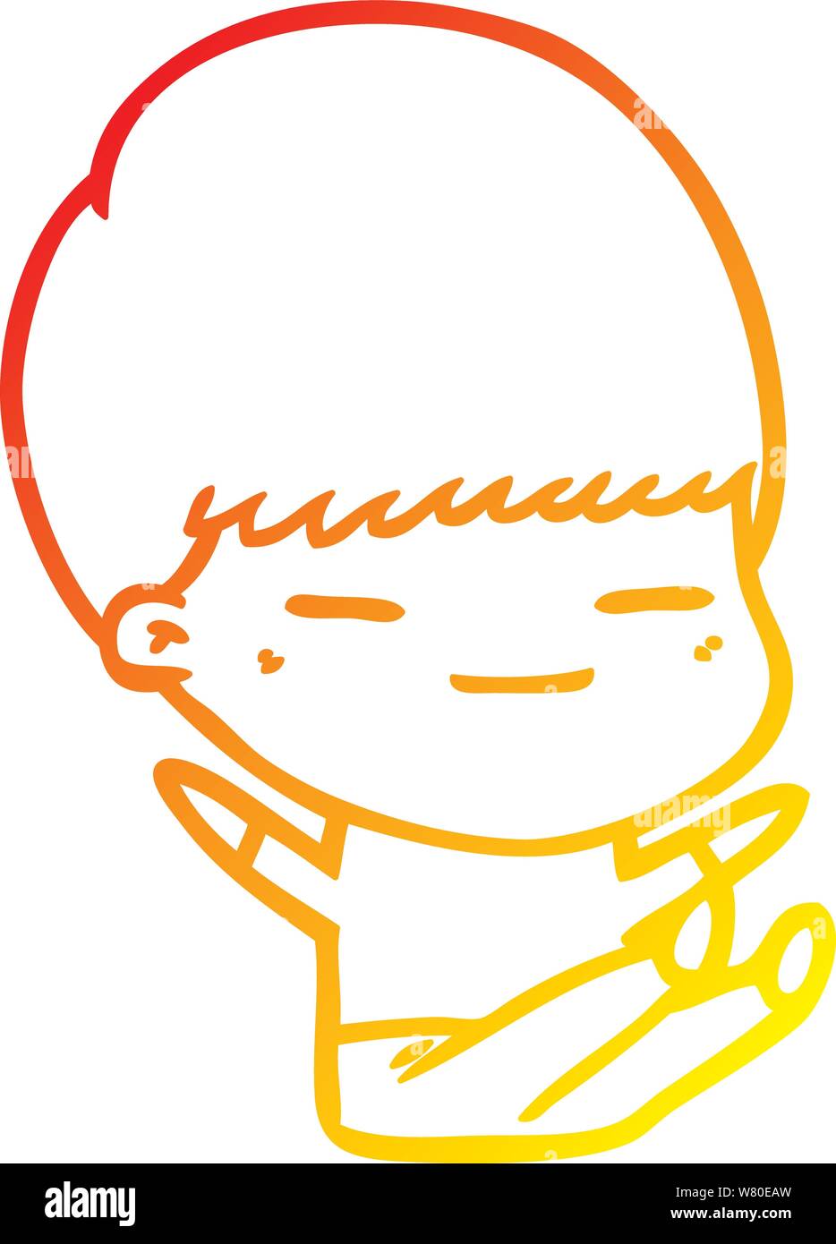 warm gradient line drawing of a cartoon smug boy Stock Vector Image ...