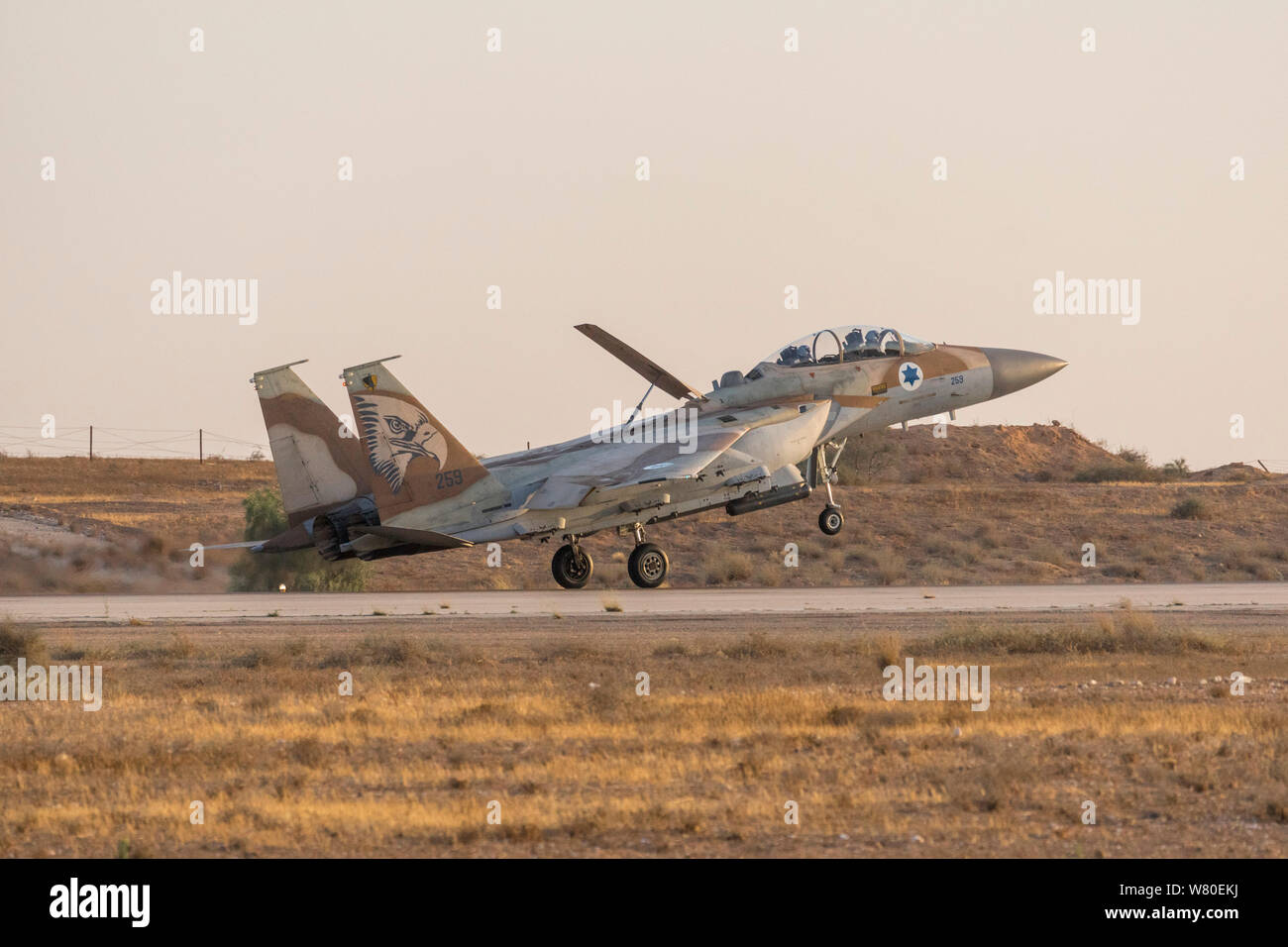 A Israeli F-15I "Raam" (Thunder) multirole fighter/interceptor lands ...