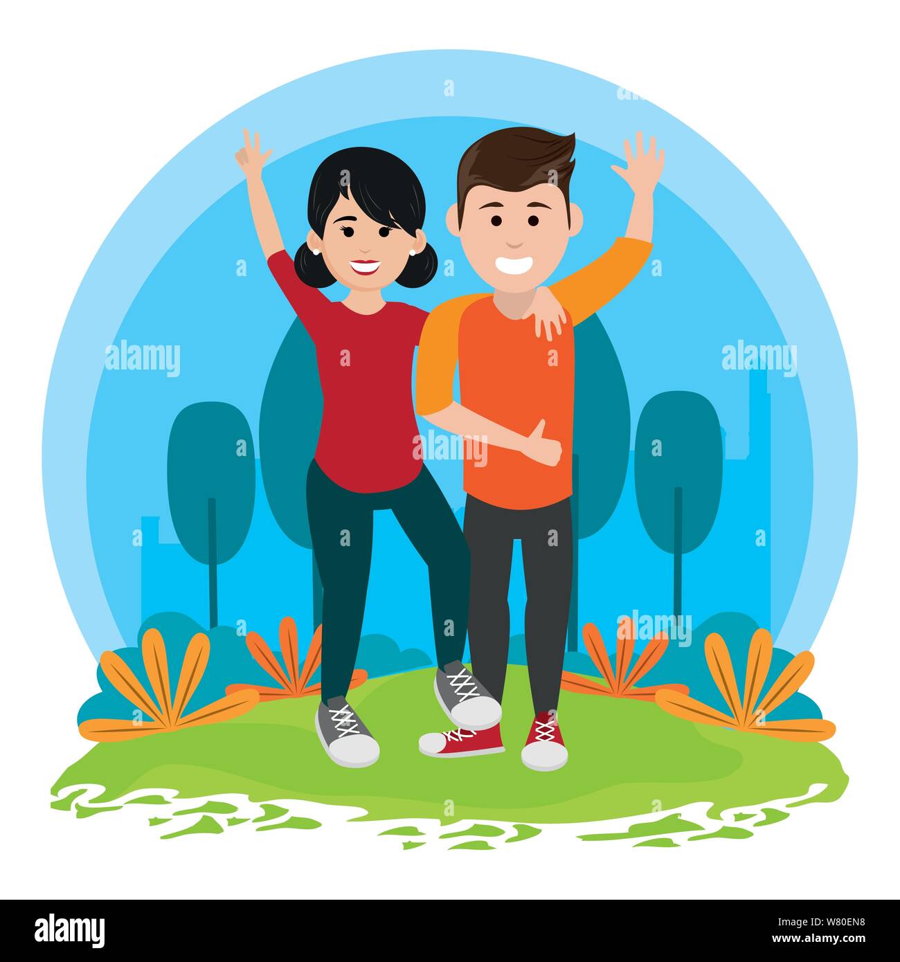 Group people embracing joy Stock Vector Images - Alamy