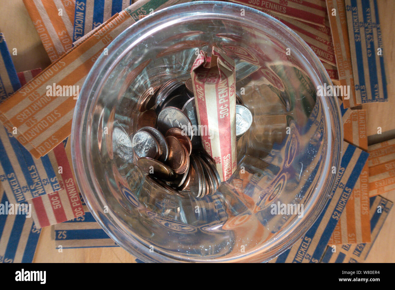 Loose Change and Coin Wrappers Still life, USA Stock Photo - Alamy
