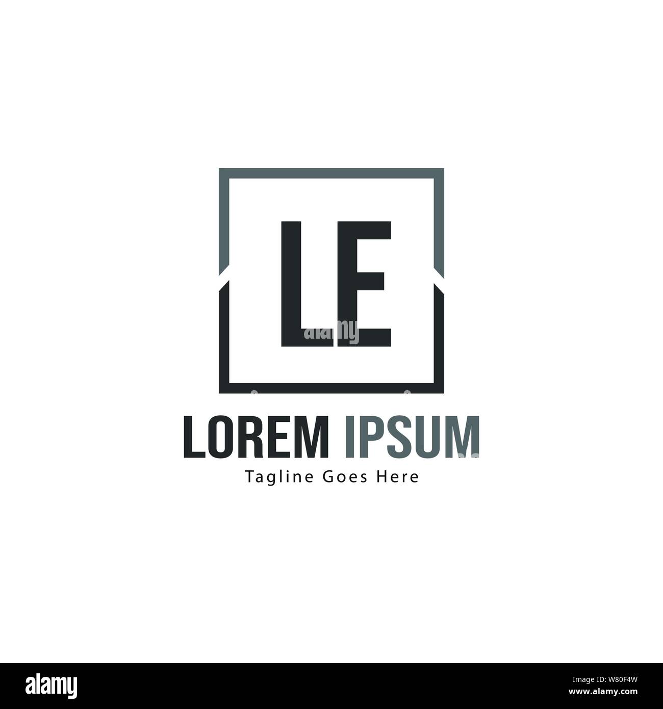 Initial LE logo template with modern frame. Minimalist LE letter logo ...
