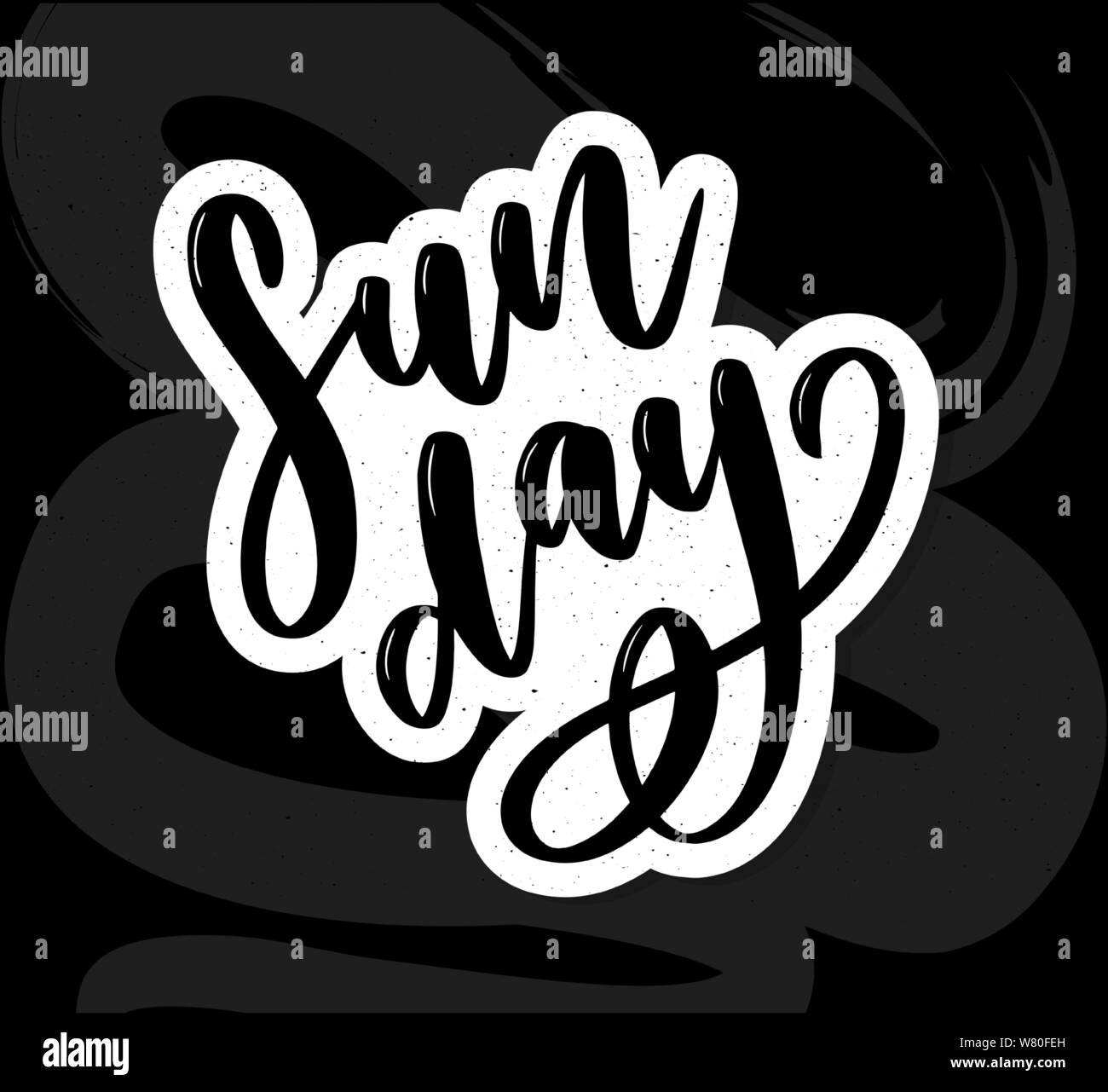 Sunday - Vector hand drawn lettering phrase. Modern brush calligraphy ...