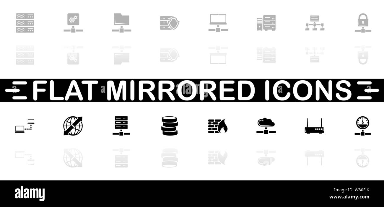 Network Servers icons - Black symbol on white background. Simple ...