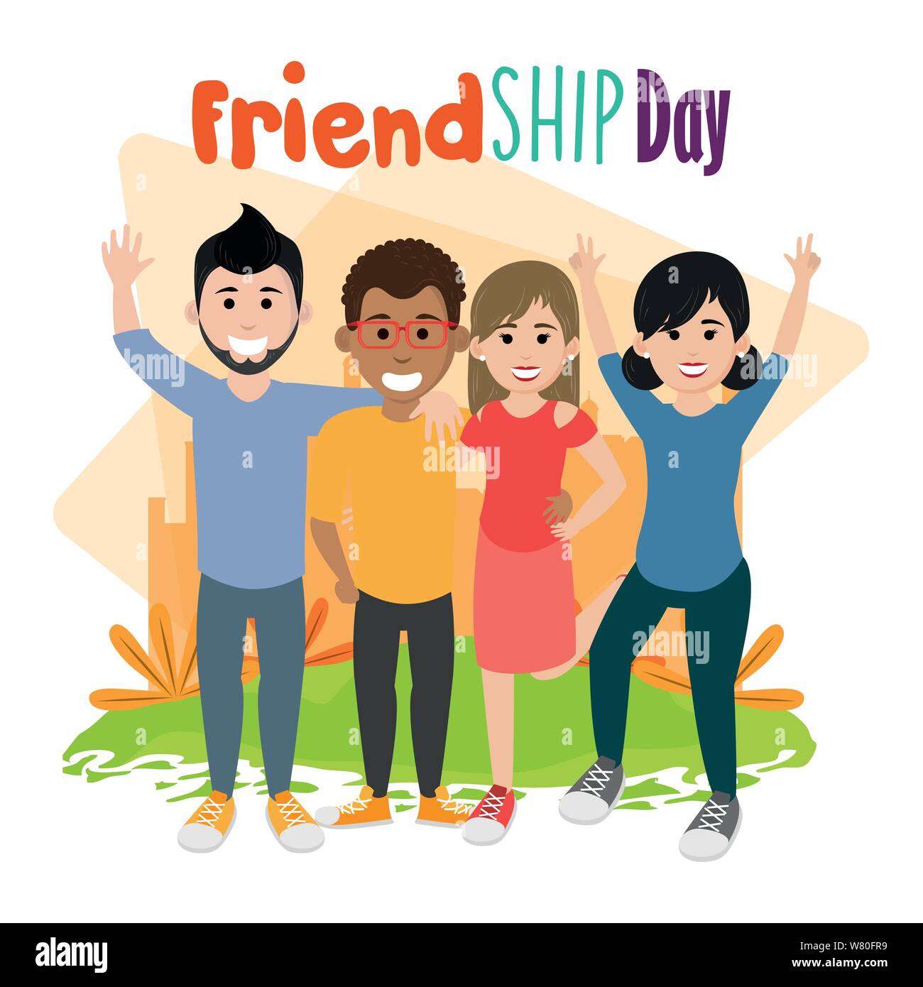 friendship day happy youth cartoon Stock Vector Image & Art - Alamy
