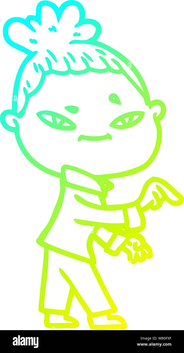 cold gradient line drawing of a cartoon woman Stock Vector Image & Art ...