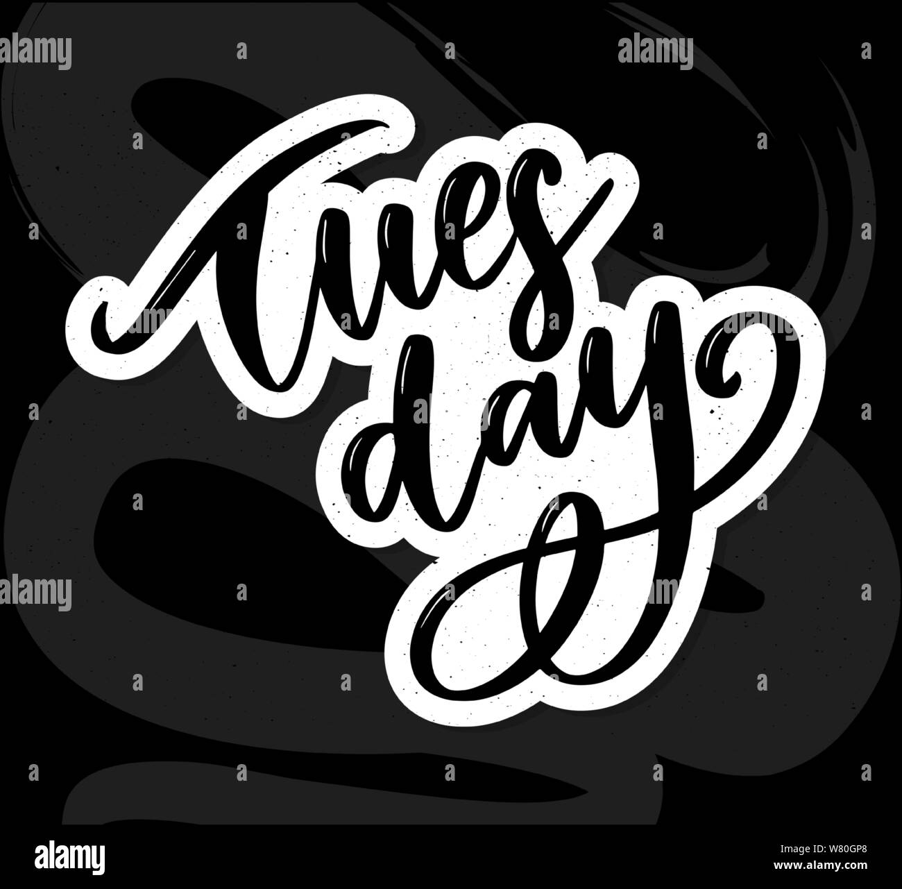 Hello Tuesday words. Hand drawn ink lettering. brush calligraphy Stock ...