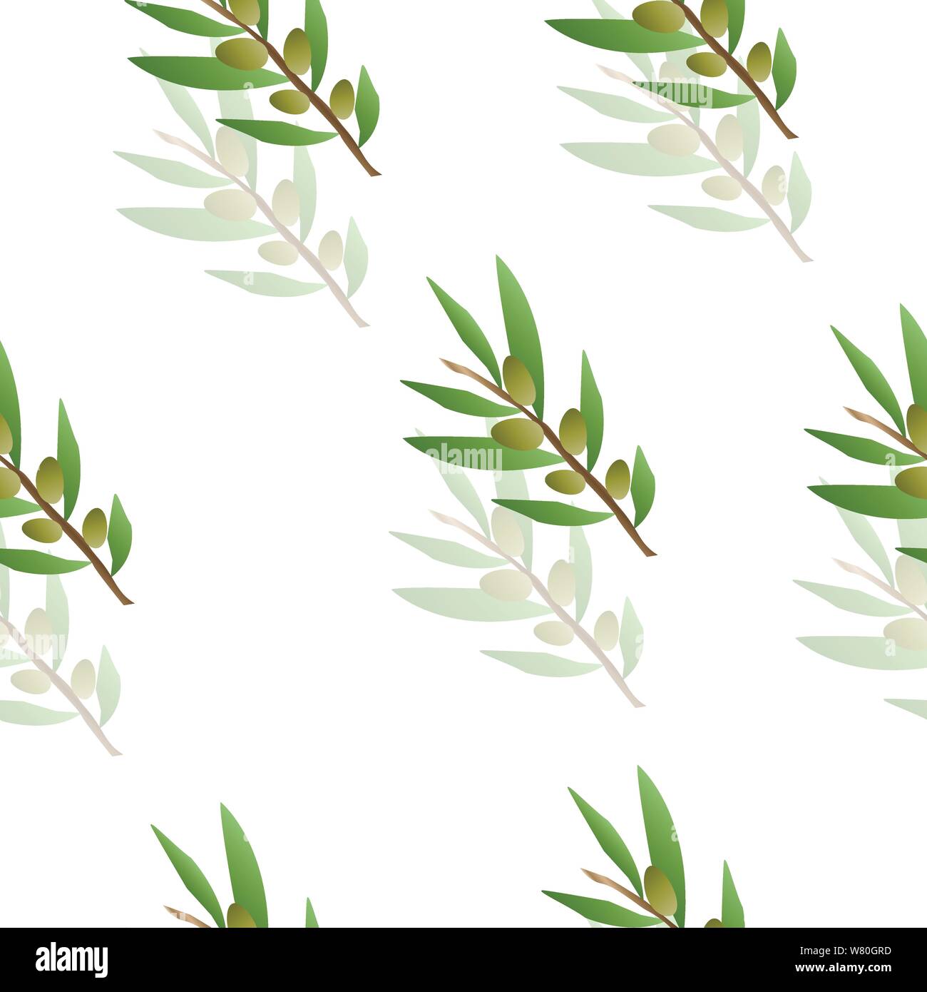 seamless pattern with olive trees vector - green floral pattern Stock ...