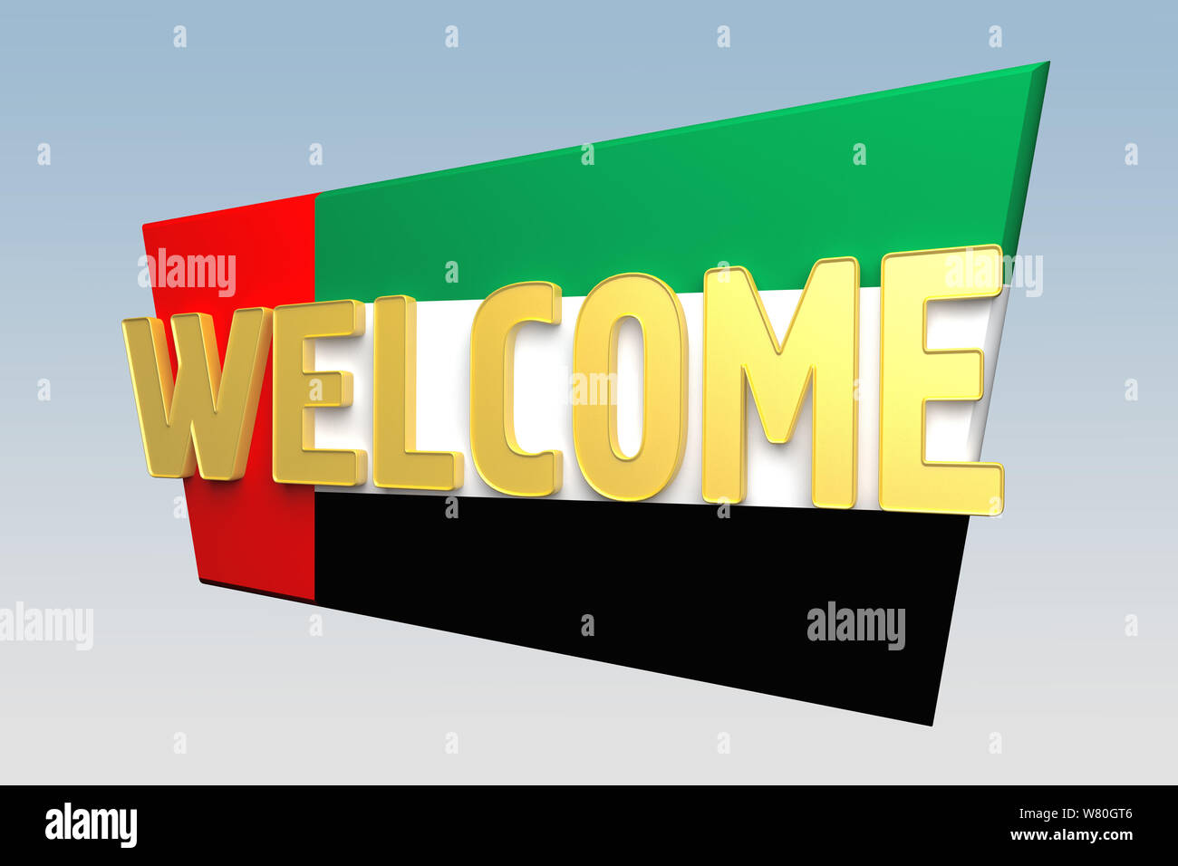 welcome sign is painted color of flag UAE. 3d rendering Stock Photo - Alamy