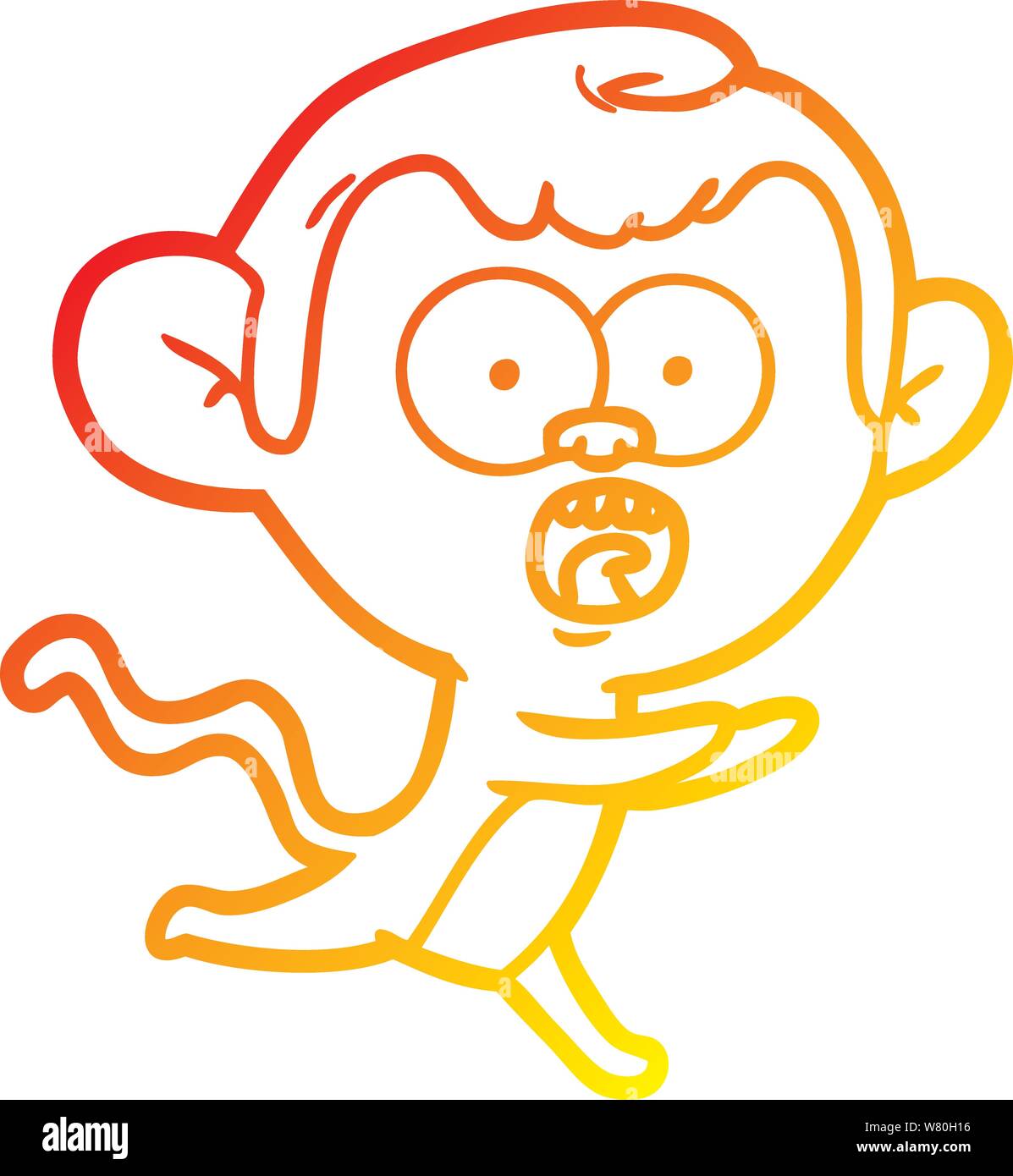 warm gradient line drawing of a cartoon shocked monkey Stock Vector ...