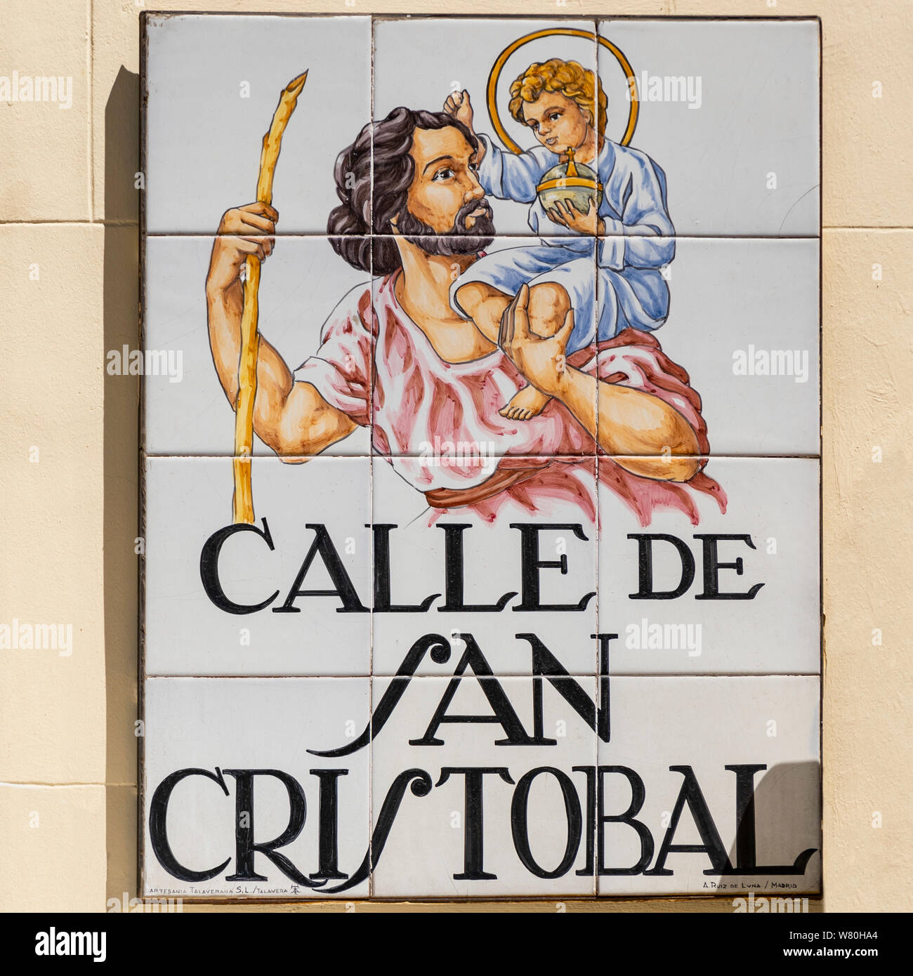 Square close up of a decorative street sign in Madrid Stock Photo - Alamy