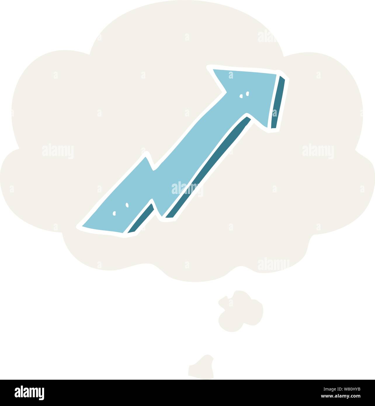 cartoon positive growth arrow with thought bubble in retro style Stock ...