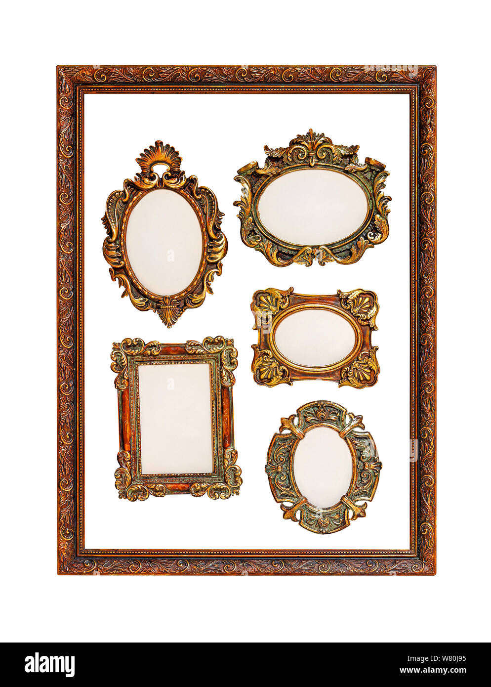 Five frames in big frame isolated included clipping path Stock Photo ...
