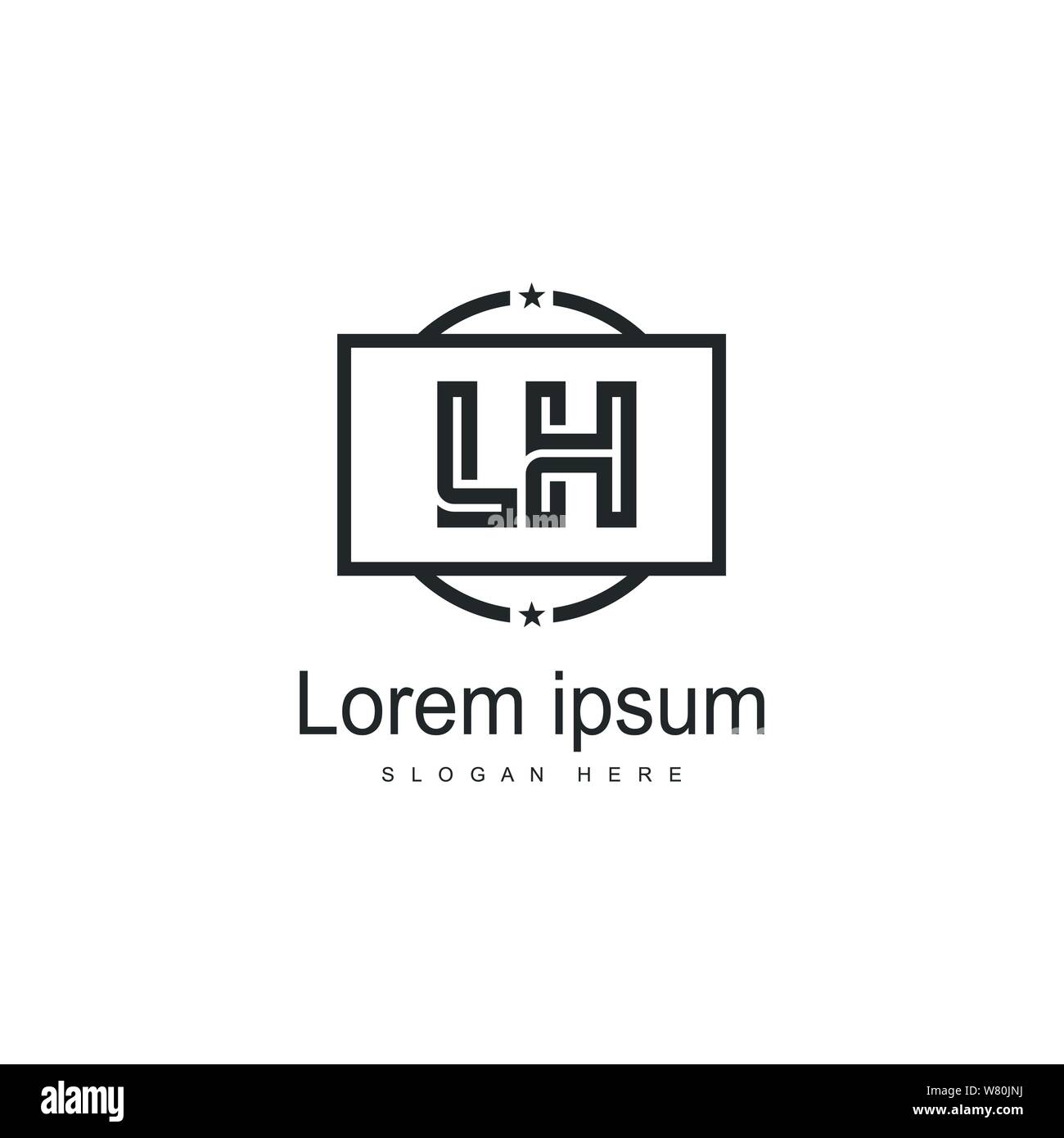 Initial LH logo template with modern frame. Minimalist LH letter logo ...