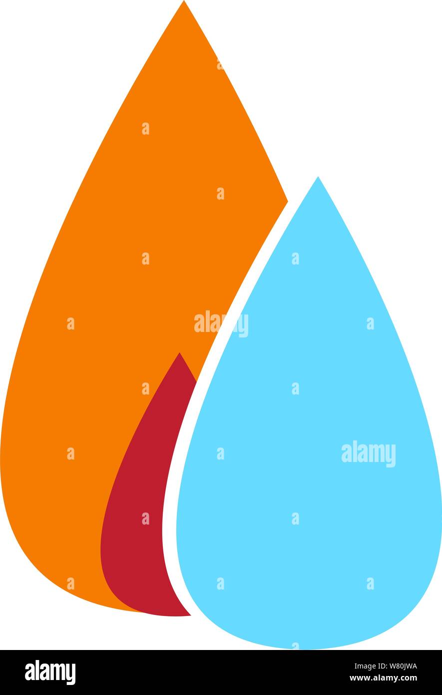 Water and fire simple sign. Element, logo, symbol or icon for a gas ...