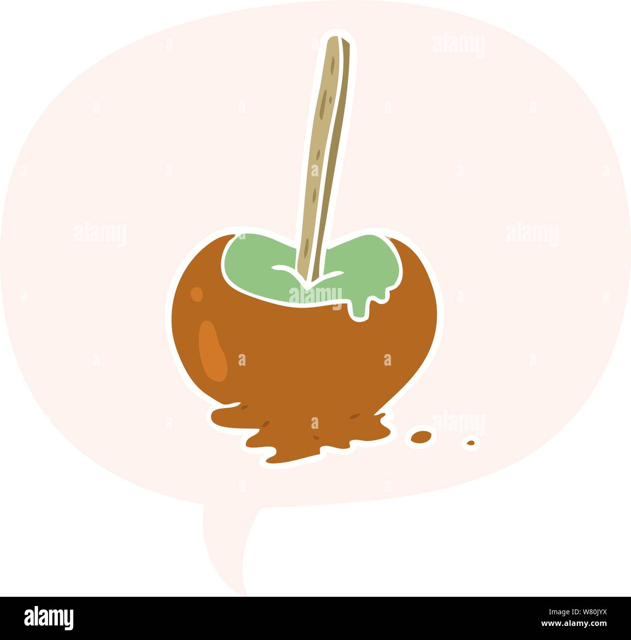 cartoon toffee apple with speech bubble in retro style Stock Vector ...