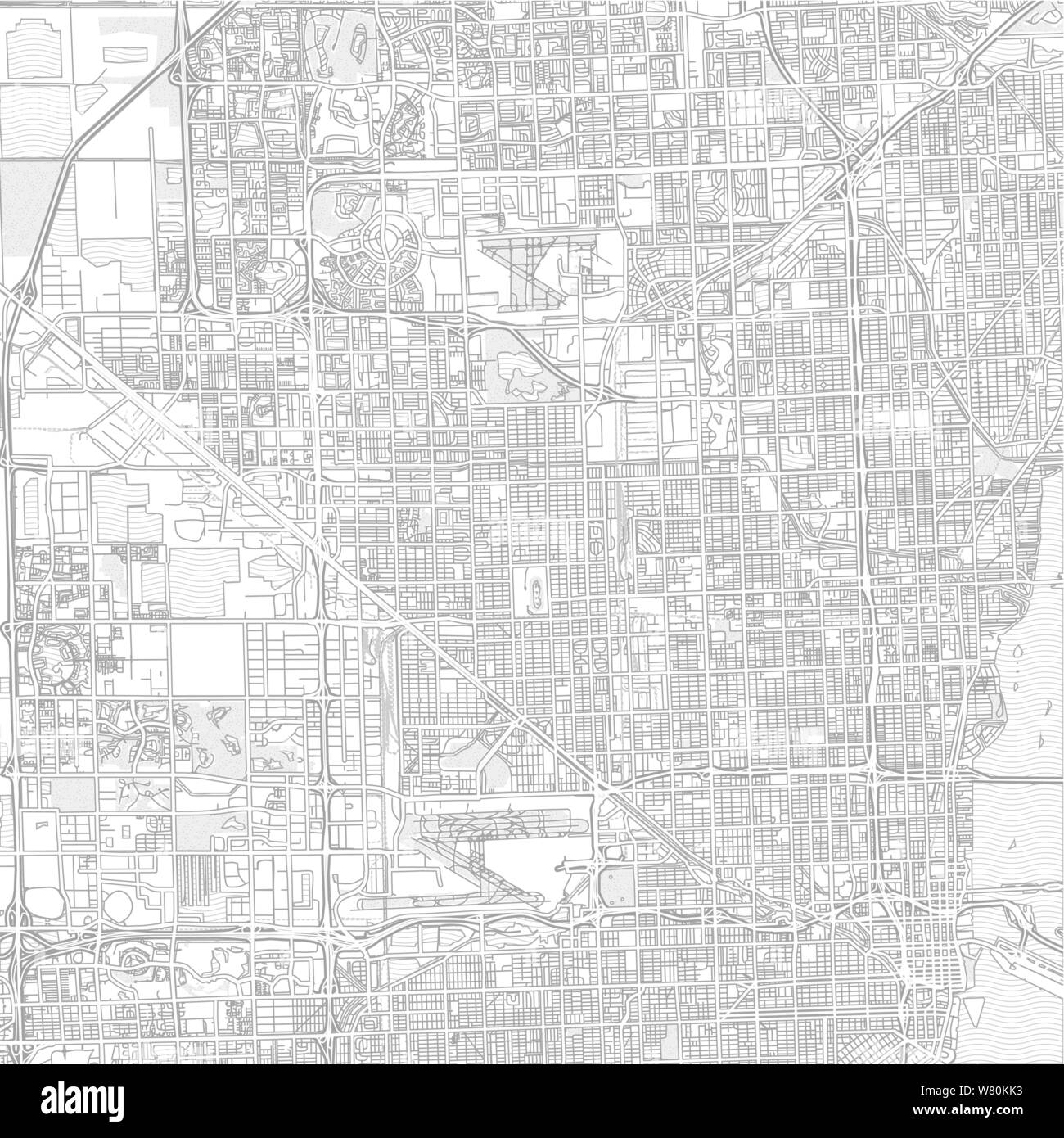 Hialeah, Florida, USA, bright outlined vector map with bigger and minor ...